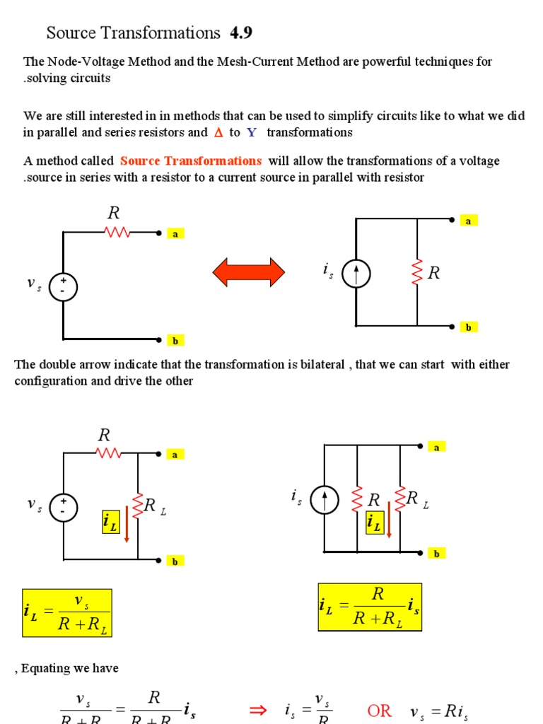 Source Transformation | PDF | Series And Parallel Circuits | Electrical ...