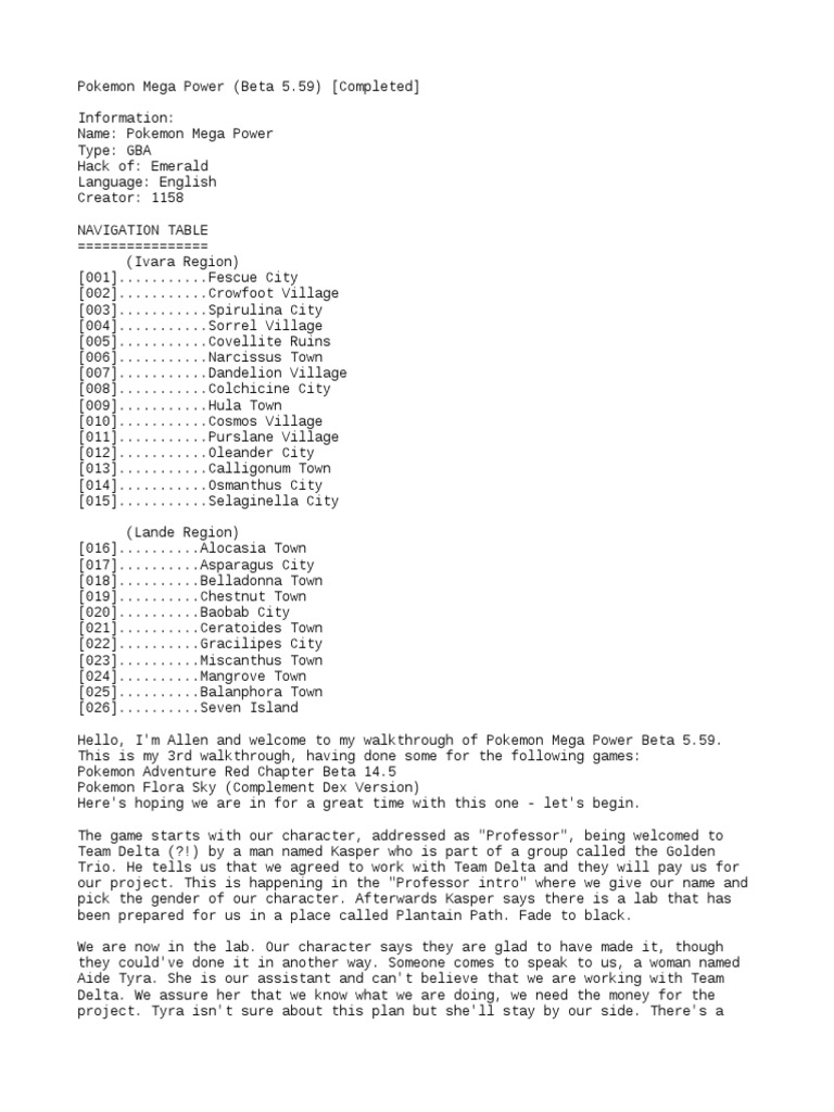 Pokemon Mega Power Walkthrough Guide | PDF | Pokémon | Nintendo Franchises