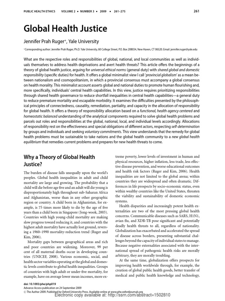 Global Health Justice | PDF | John Rawls | Justice