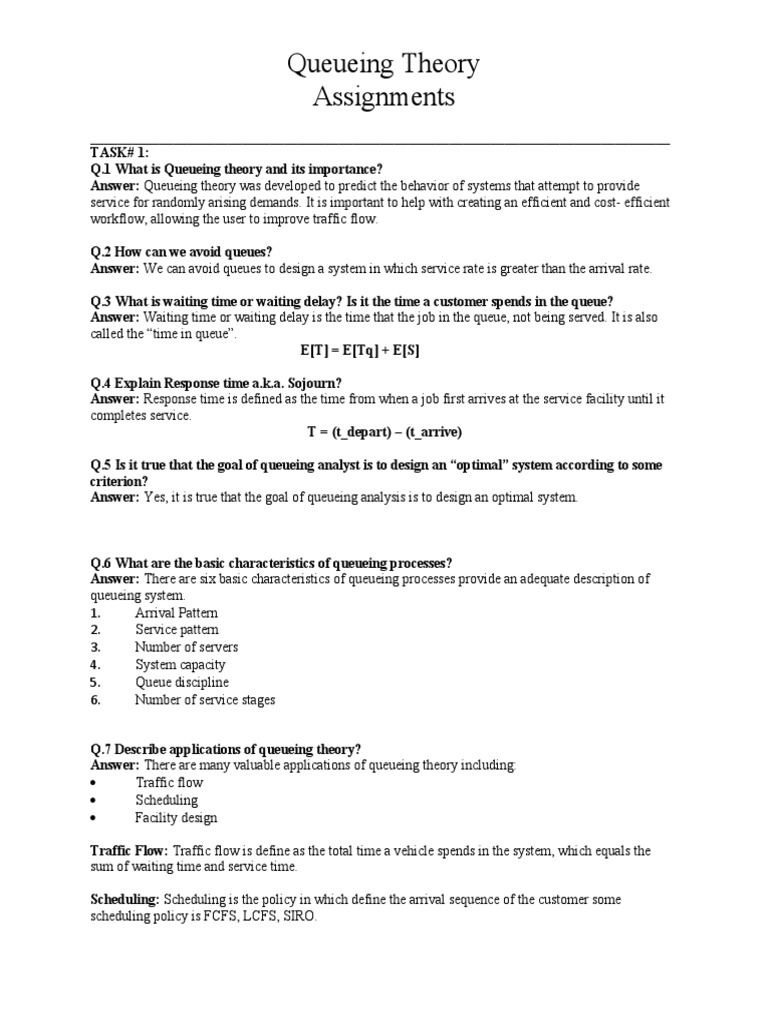 Queueing Theory Assignments | PDF | Scheduling (Computing) | Computer Engineering