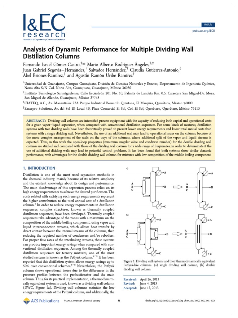 Analysis of Dynamic Performance For Multiple Dividing Wall Distillation Columns | PDF ...