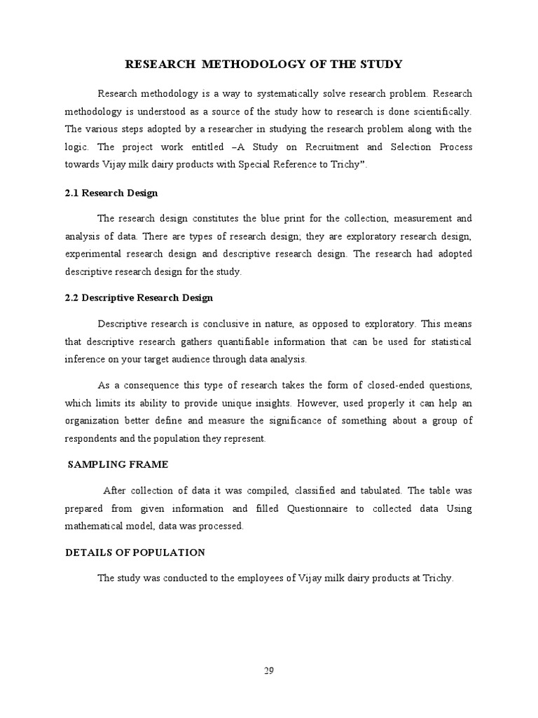 Research Methodology of The Study | PDF | Research Design | Sampling ...