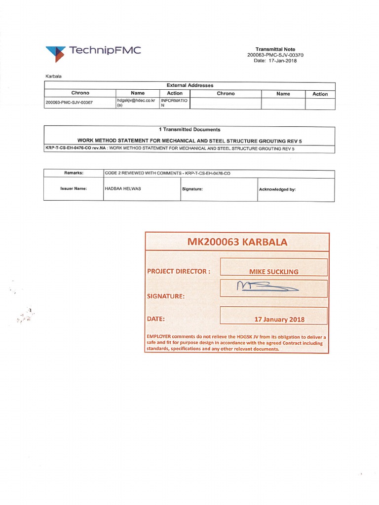 Grouting Method Statement | PDF
