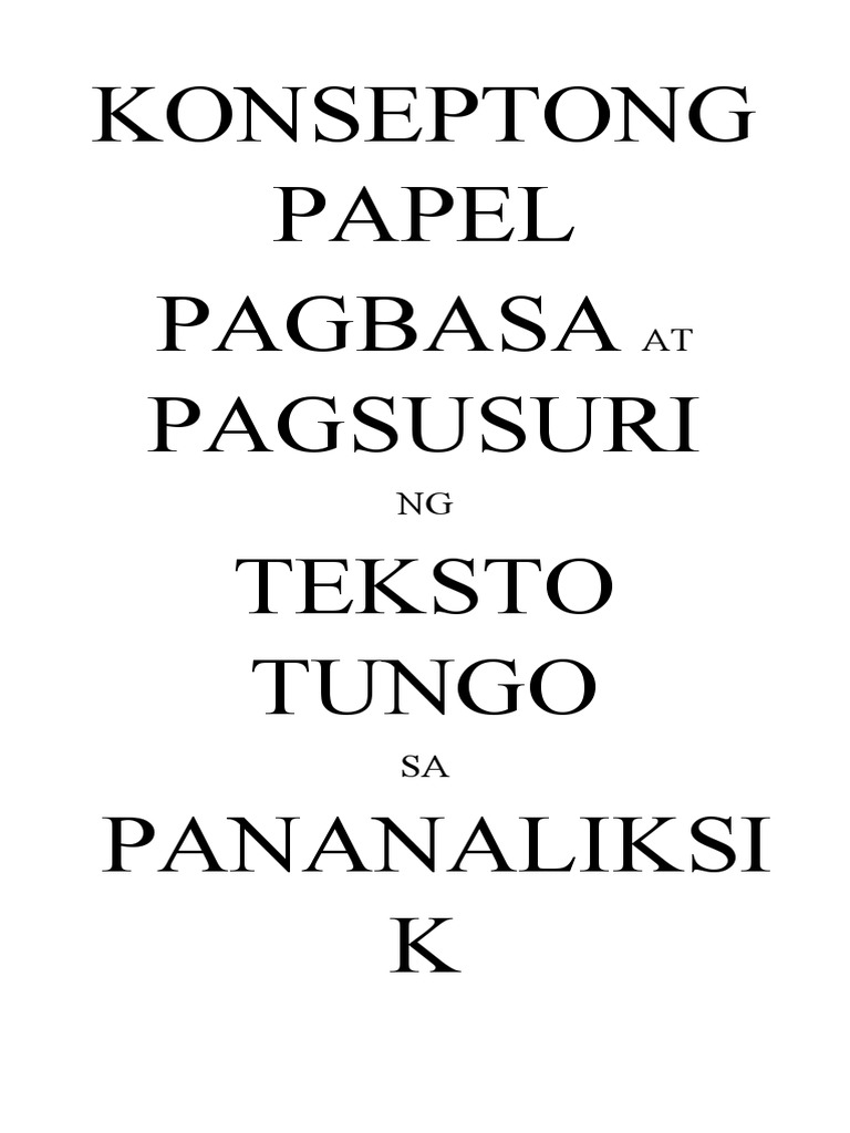 Konseptong Papel Pagbasa at Pagsusuri | PDF