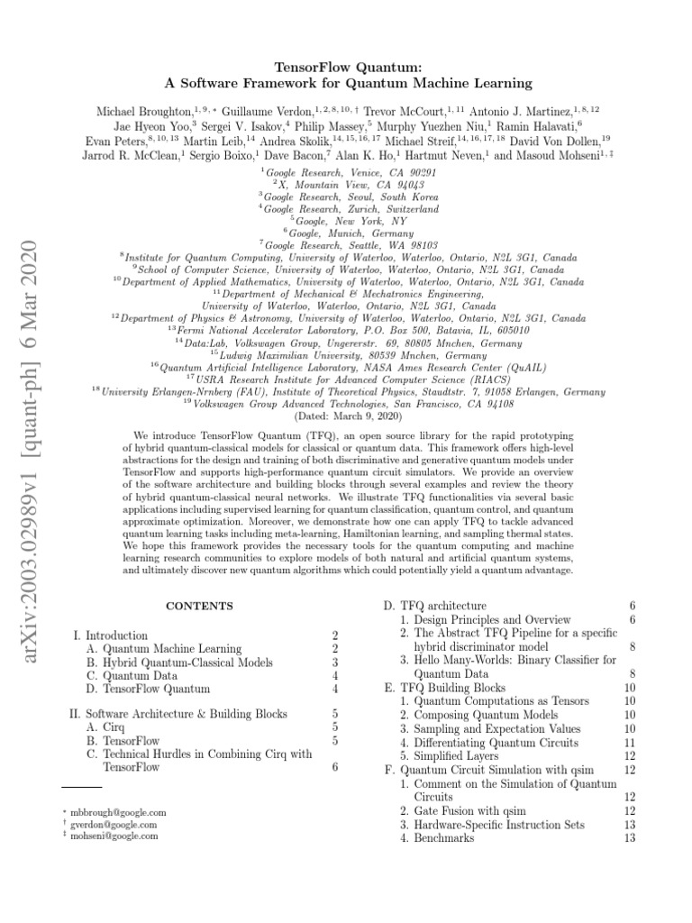 TensorFlow Quantum for Researchers | PDF | Quantum Computing | Machine ...