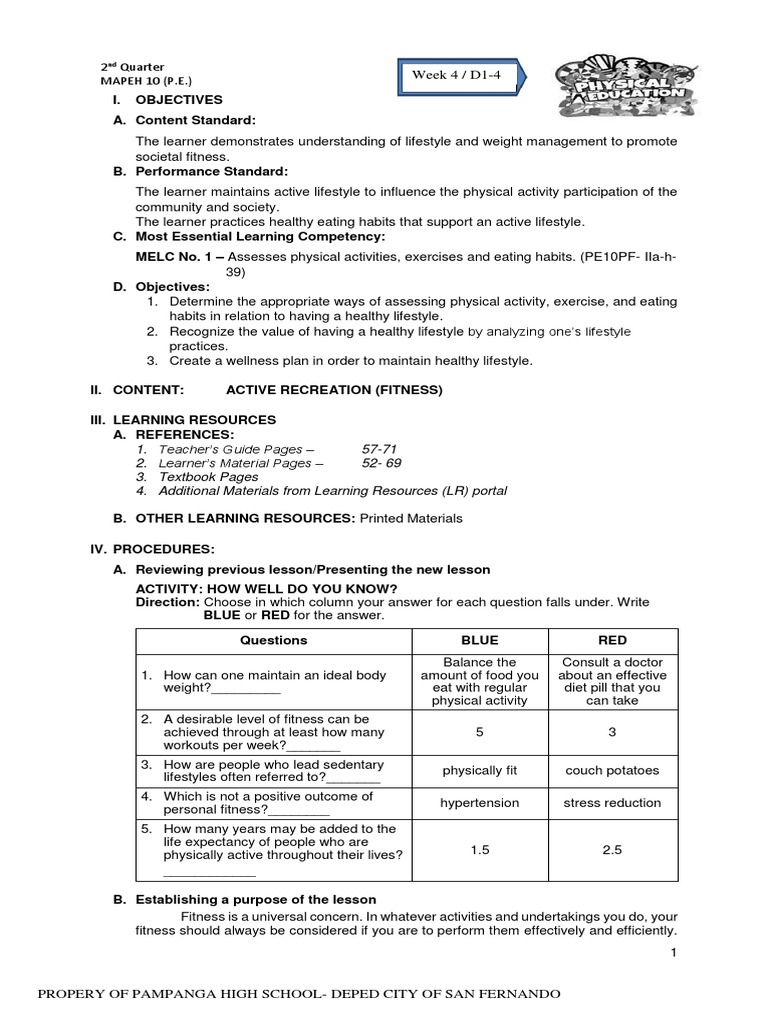 SIPacks PE 10 2nd Quarter V2.0 | PDF | Physical Fitness | Eating Disorder