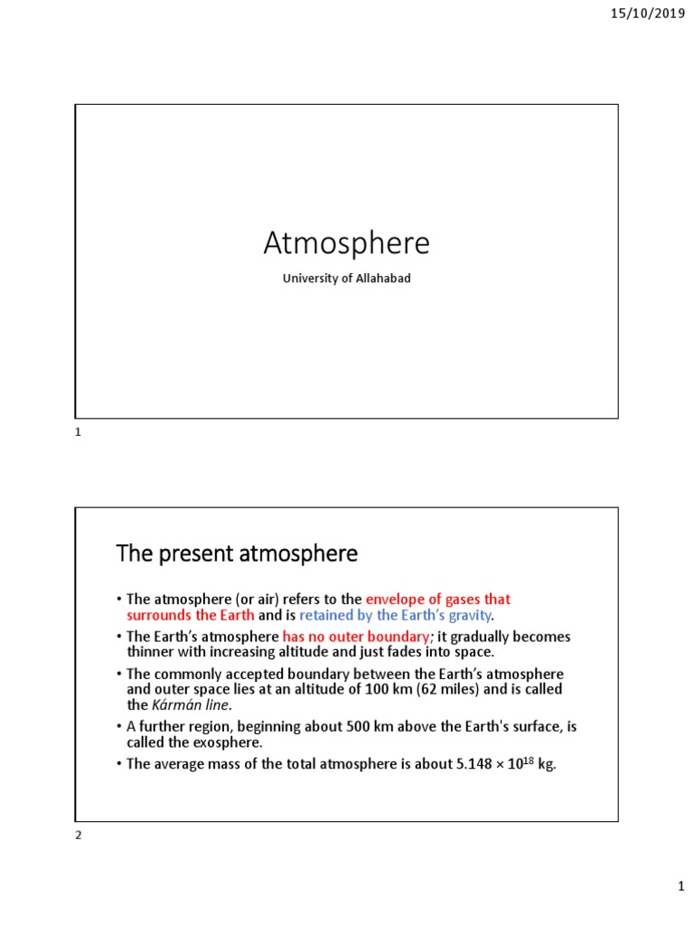 The Present Atmosphere | PDF | Stratosphere | Atmosphere Of Earth
