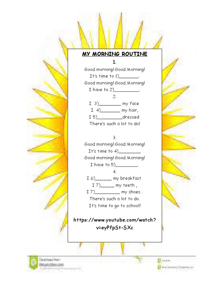 Morning Routines Song Activities With Music Songs Nursery Rhymes ...