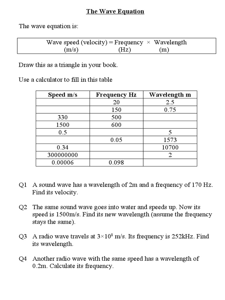 Wave Equation Practice Problems | PDF