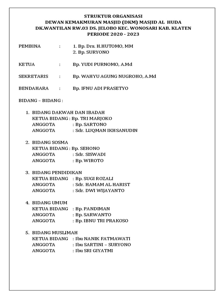 Susunan DKM Dan Petugas | PDF