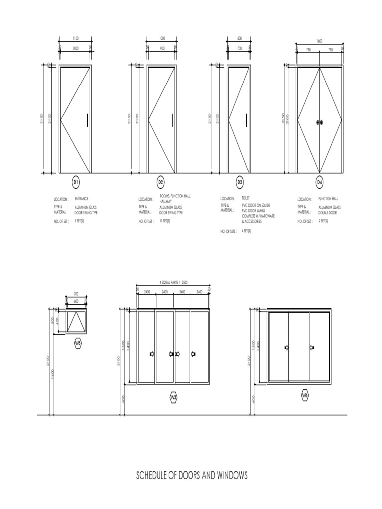 Schedule of Doors and Windows: D1 D2 D3 D4 | PDF | Door | Architectural ...