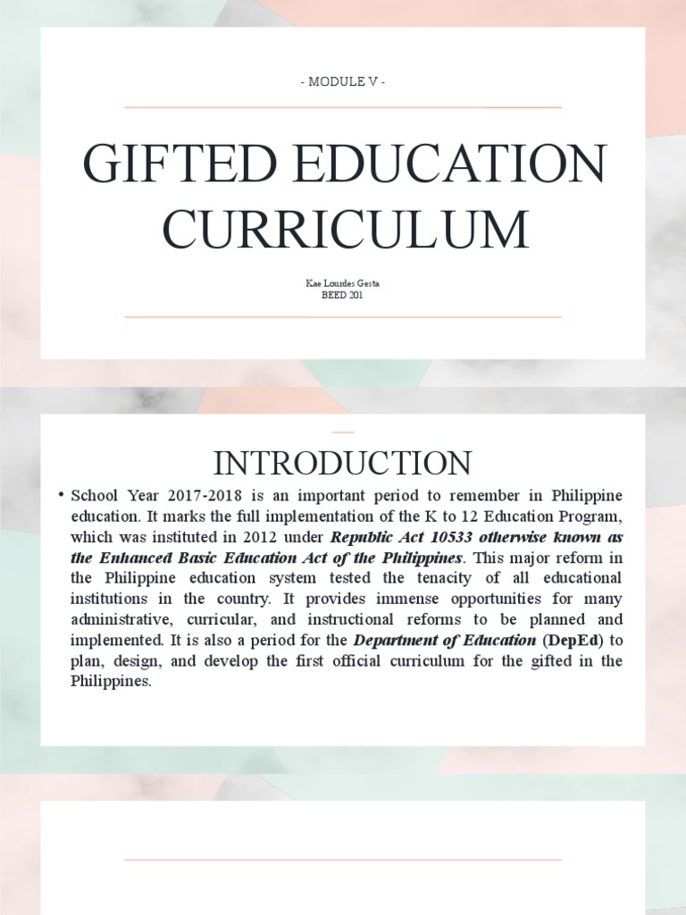 Gifted Education Curriculum - Gesta, Kae | PDF | Intellectual ...
