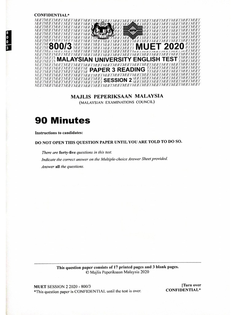 Reading Muet 2020 Session 2 | PDF