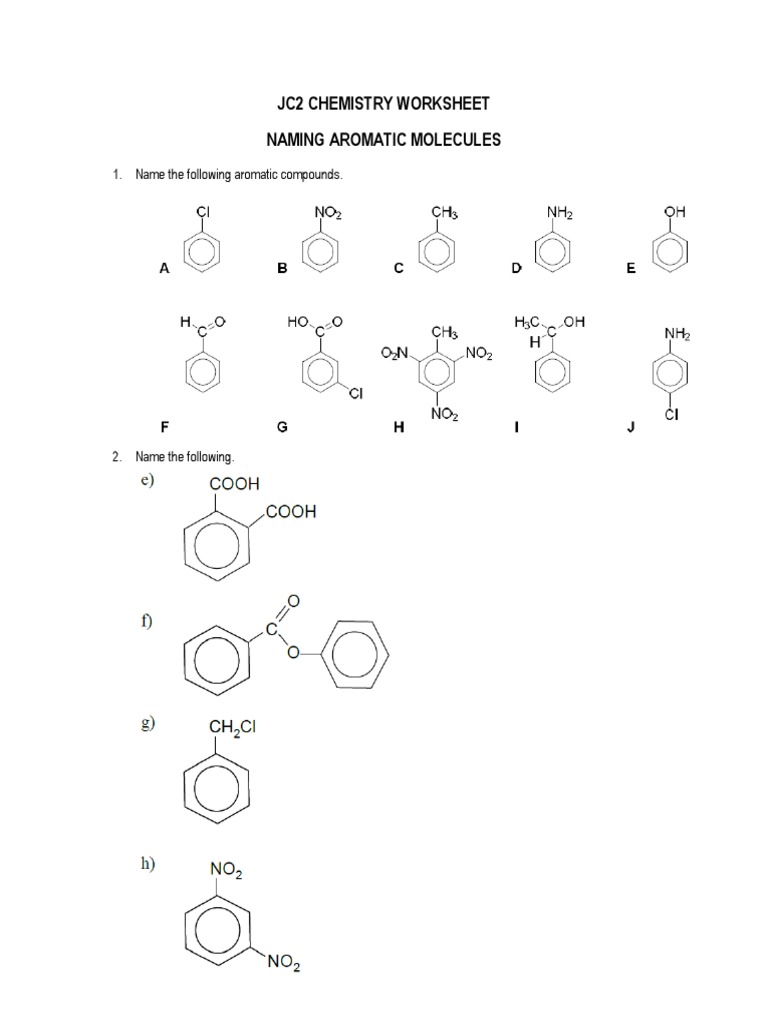 JC2 WORKSHEET Naming Aromatic Compounds | PDF
