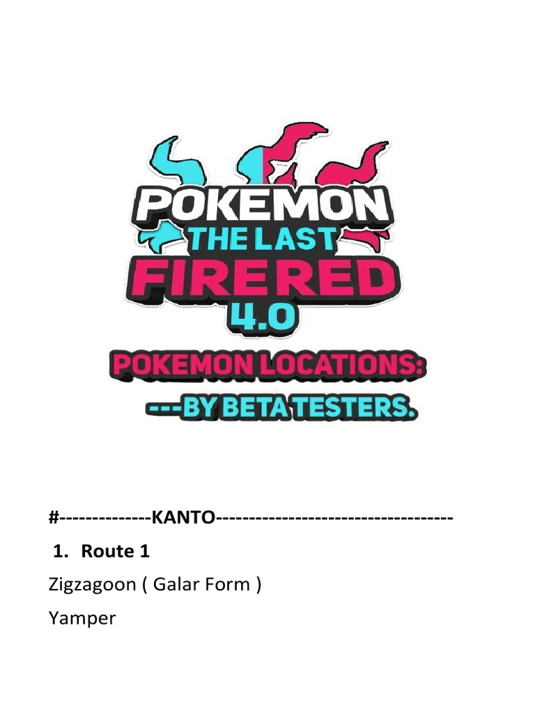 Pokemon - Wild - Encounters Fire Red The Last | PDF | Series Of ...