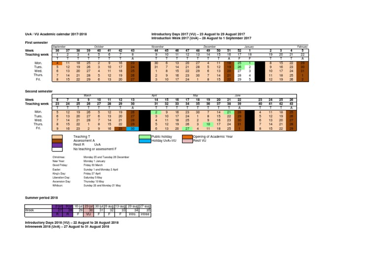 Uva Academic Calendar 2017 2018 en | PDF | Holidays | Religious Holidays