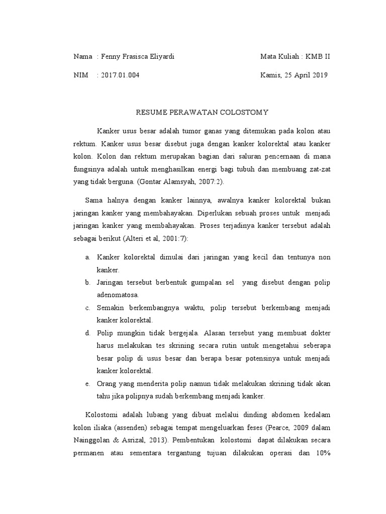 Perawatan Kolostomi dan Infeksi Stoma | PDF | Sains & Matematika