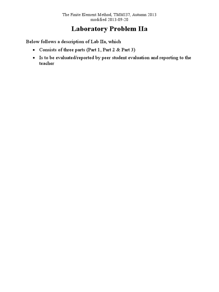 FEM Analysis of Quad4 Elements in Lab IIa | PDF | Finite Element Method ...