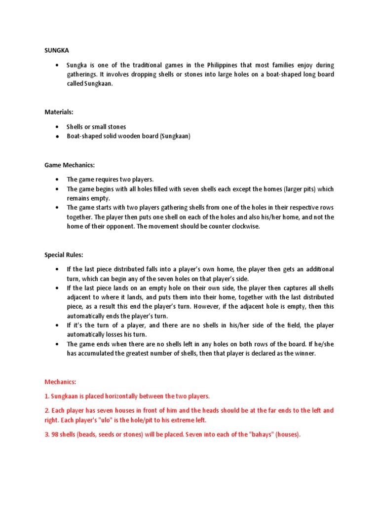 Sungka Game Mechanics | PDF | Gaming | Leisure