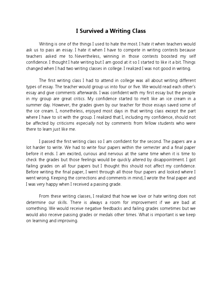 I Survived A Writing Class | PDF