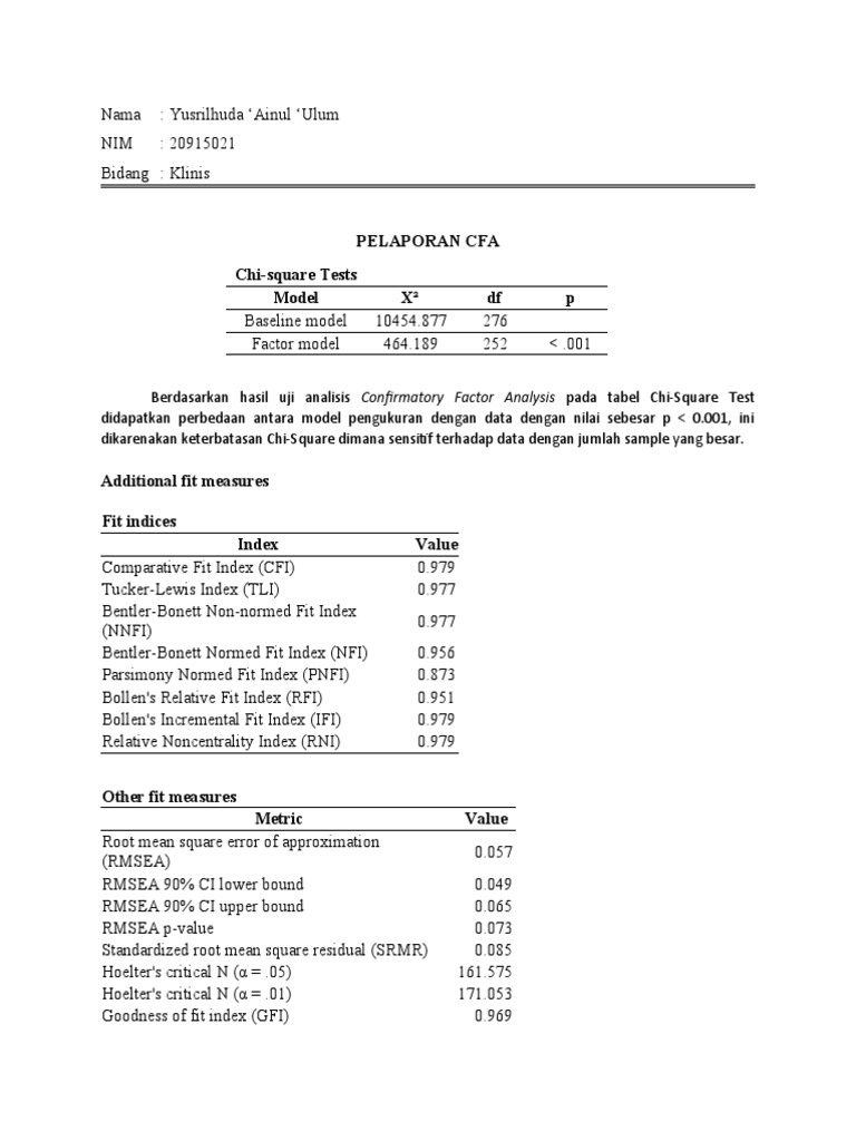 Tugas Analisis CFA | PDF | Teknologi & Rekayasa