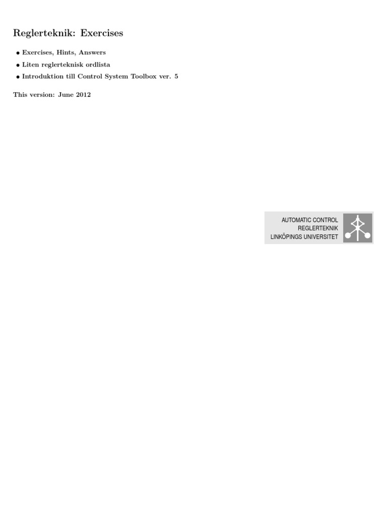 RT Exercises | PDF | Control Theory | Matrix (Mathematics)