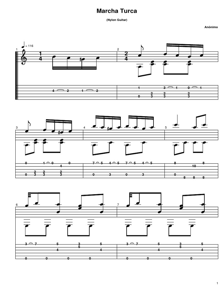 Wolfgang Amadeus Mozart - Rondo Alla Turca (Guitar Pro) | PDF ...