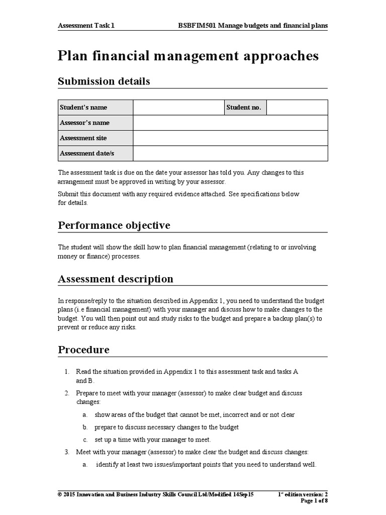 Plan Financial Management Approaches: Submission Details | Download ...