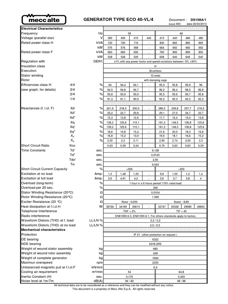 Mecc Alte Gen. 40 - VL4 | PDF | Electric Generator | Electromagnetism
