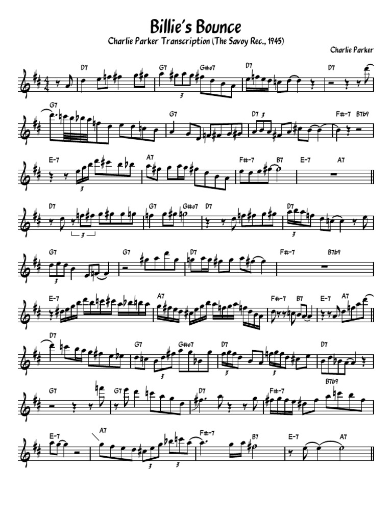 Billies Bounce Charlie Parker | PDF