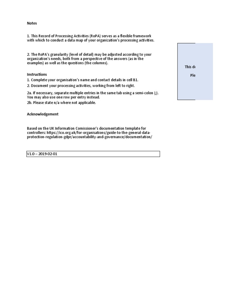 Record of Processing Activities RoPA - Template | PDF | Consent | Data