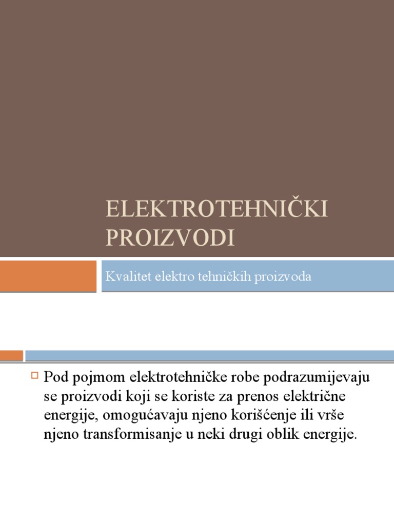 Elektrotehnički Proizvodi - Elementi Elektroinstalacija | PDF
