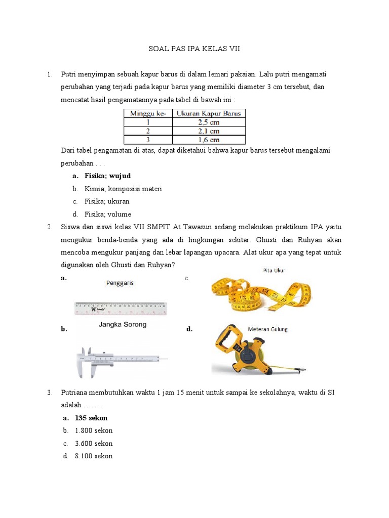 Soal Pas Ipa Kelas Vii | PDF | Ilmu Sosial | Kajian Bahasa Asing