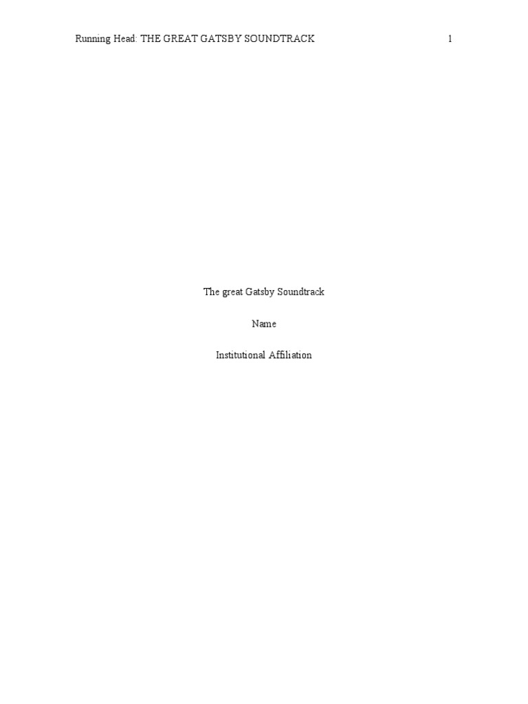 The Great Gatsby Soundtrack | PDF | The Great Gatsby