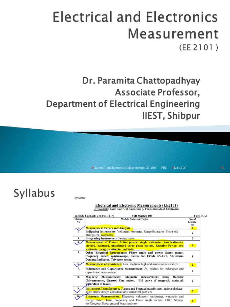 Dr. Paramita Chattopadhyay Associate Professor, Department of Electrical Engineering IIEST ...