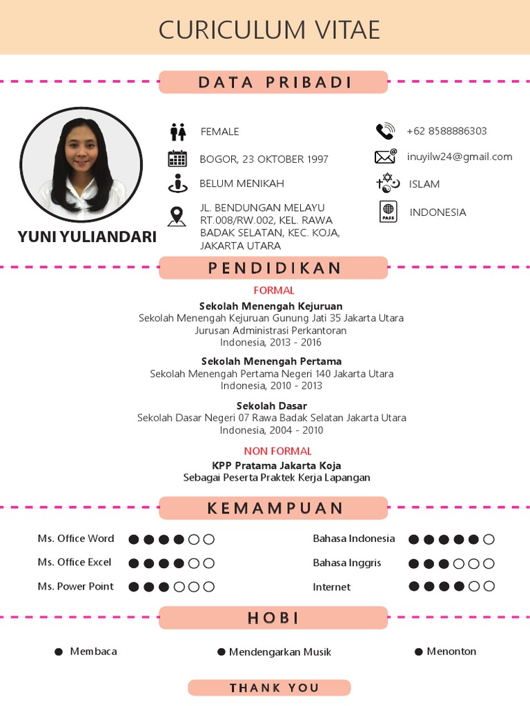 Yuni Yuliandari: Data Pribadi | PDF