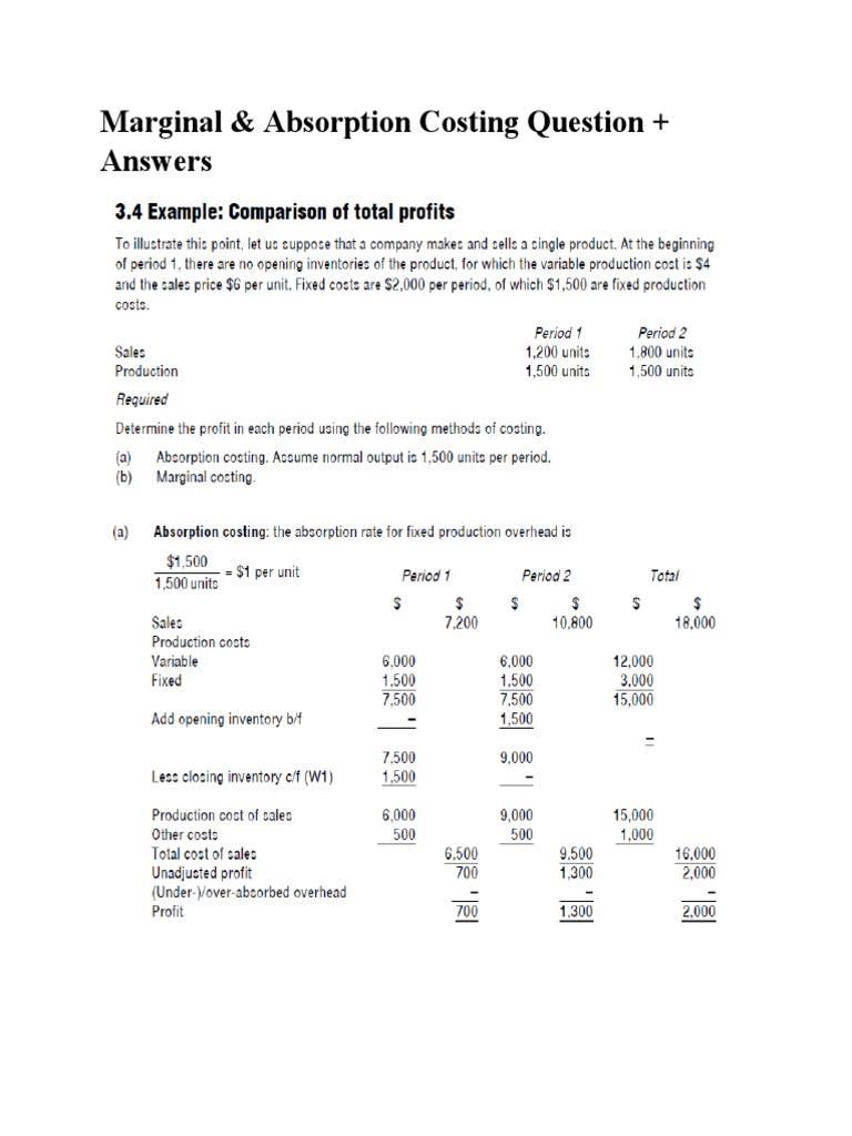 Marginal vs Absorption Costing Q&A | PDF