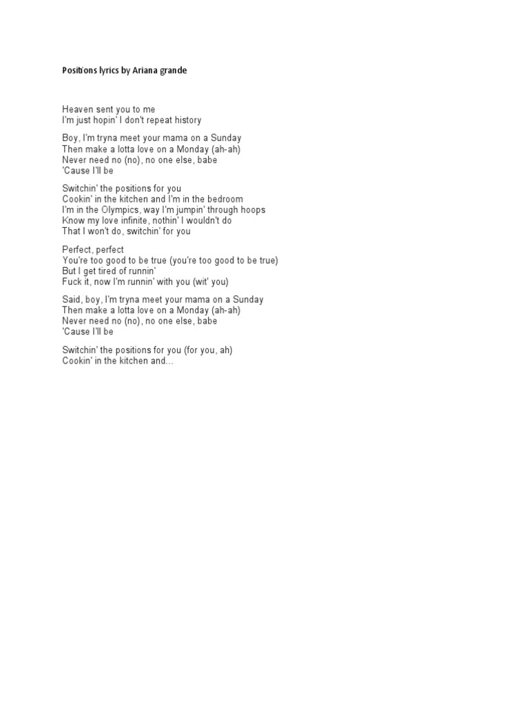 Positions Lyrics by Ariana Grande | PDF