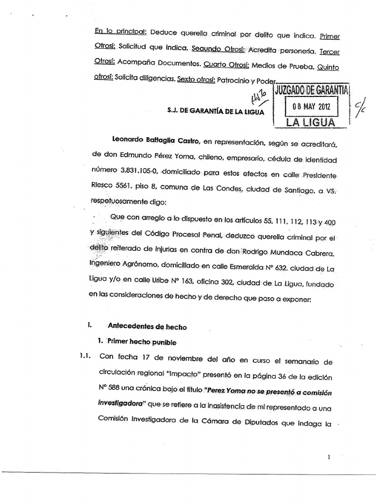 Querella Criminal Por Injuria | PDF