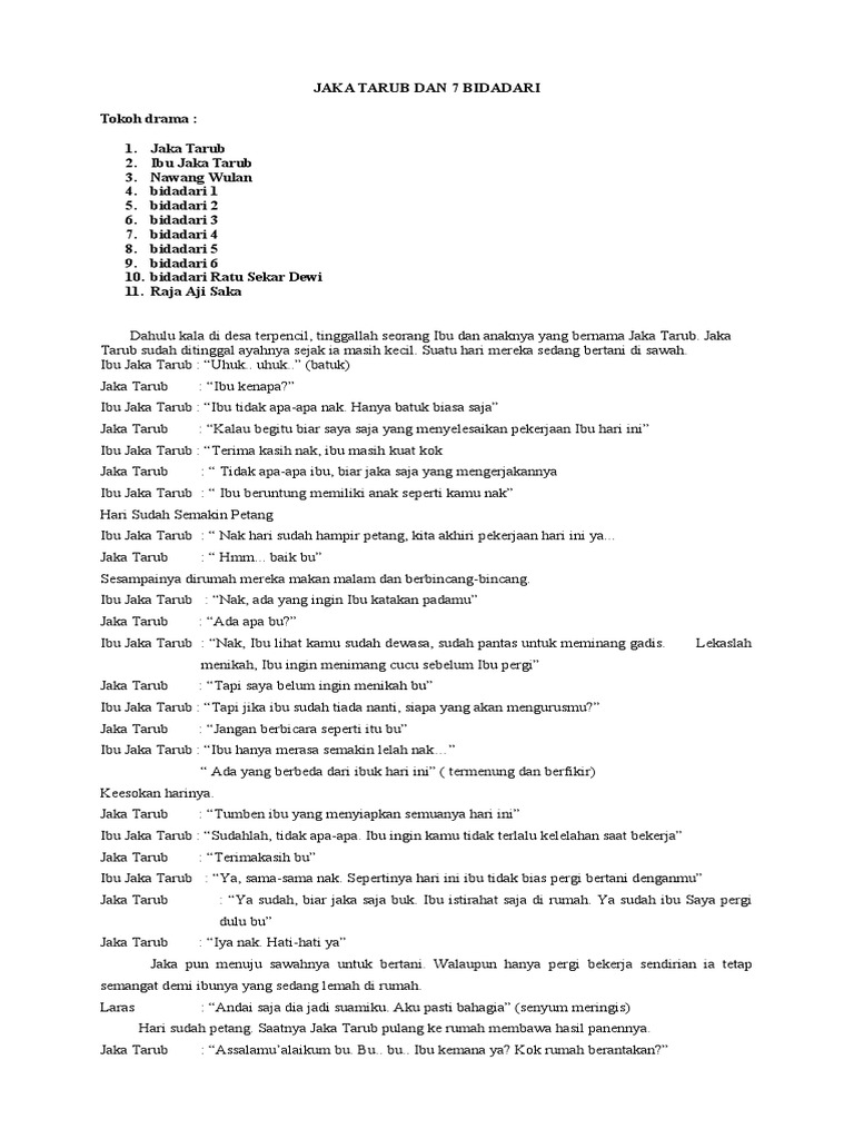 Naskah Jaka Tarub Dan 7 Bidadari | PDF