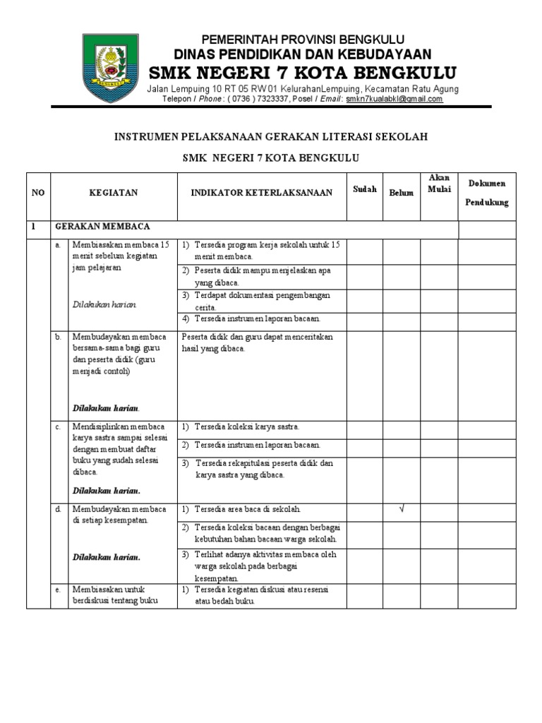 Instrumen Pelaksanaan GLS | PDF