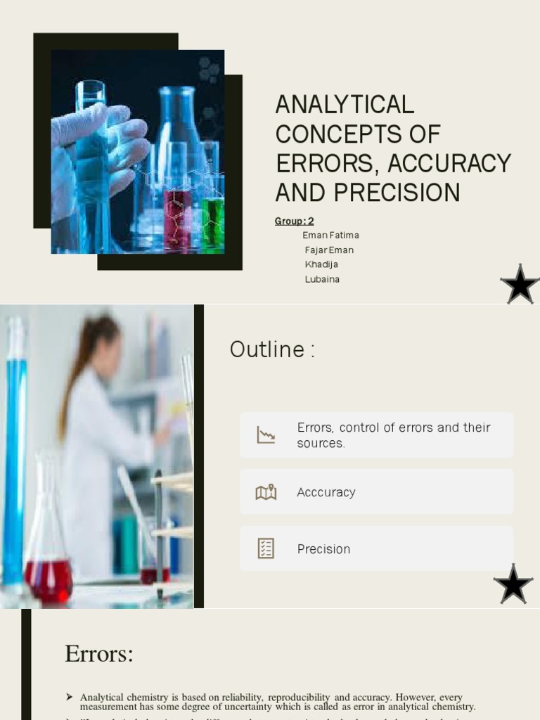 Analytical Concepts of Errors, Accuracy and Precision: Group: 2 Eman Fatima Fajar Eman Khadija ...