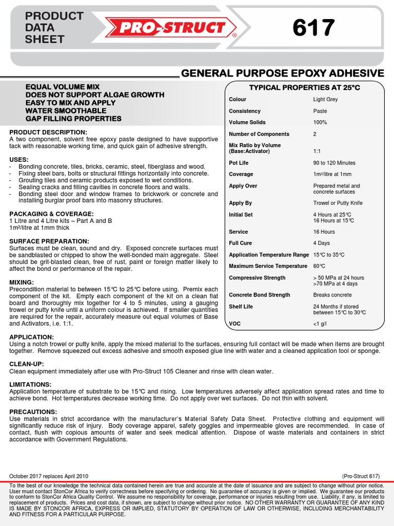 PDS Pro Struct 617 October 2017 Replaces April 2010 | PDF | Adhesive ...