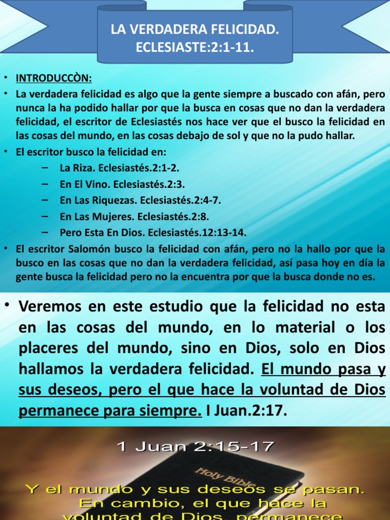 La Búsqueda de la Verdadera Felicidad | PDF | Eclesiastés | Felicidad