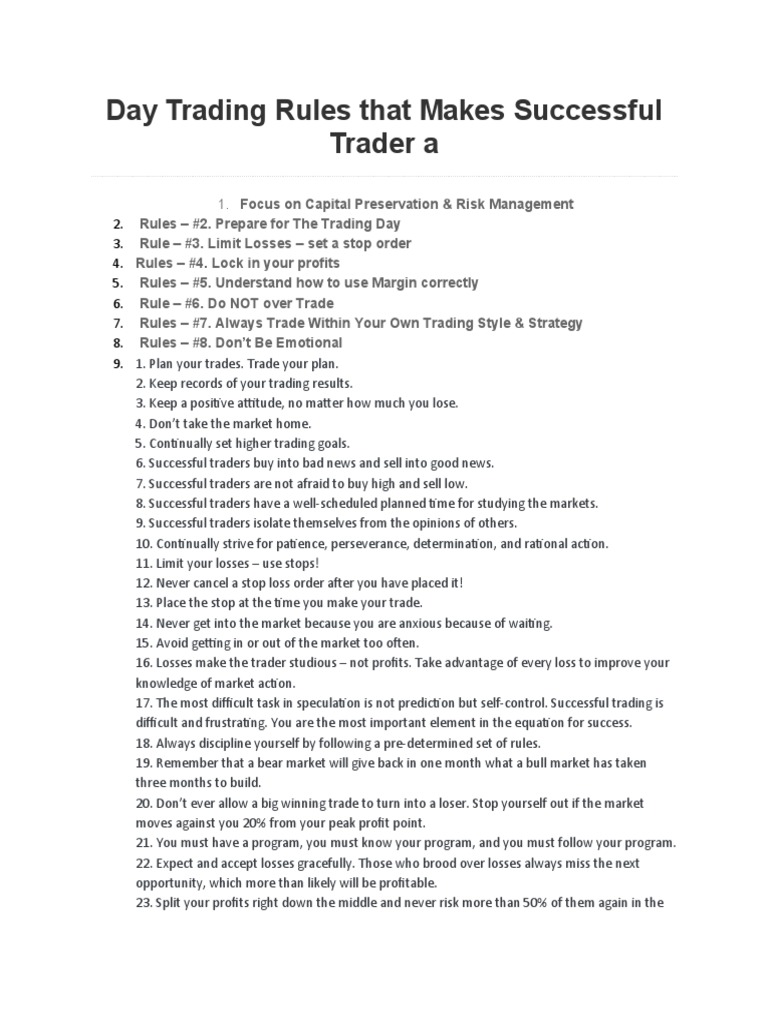 Essential Day Trading Rules for Success | PDF | Day Trading | Order ...