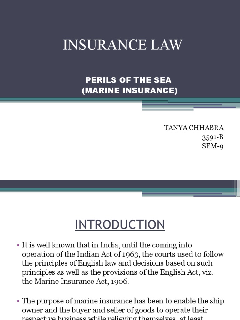 Insurance-Perils of The Sea | PDF | Insurance | Indemnity