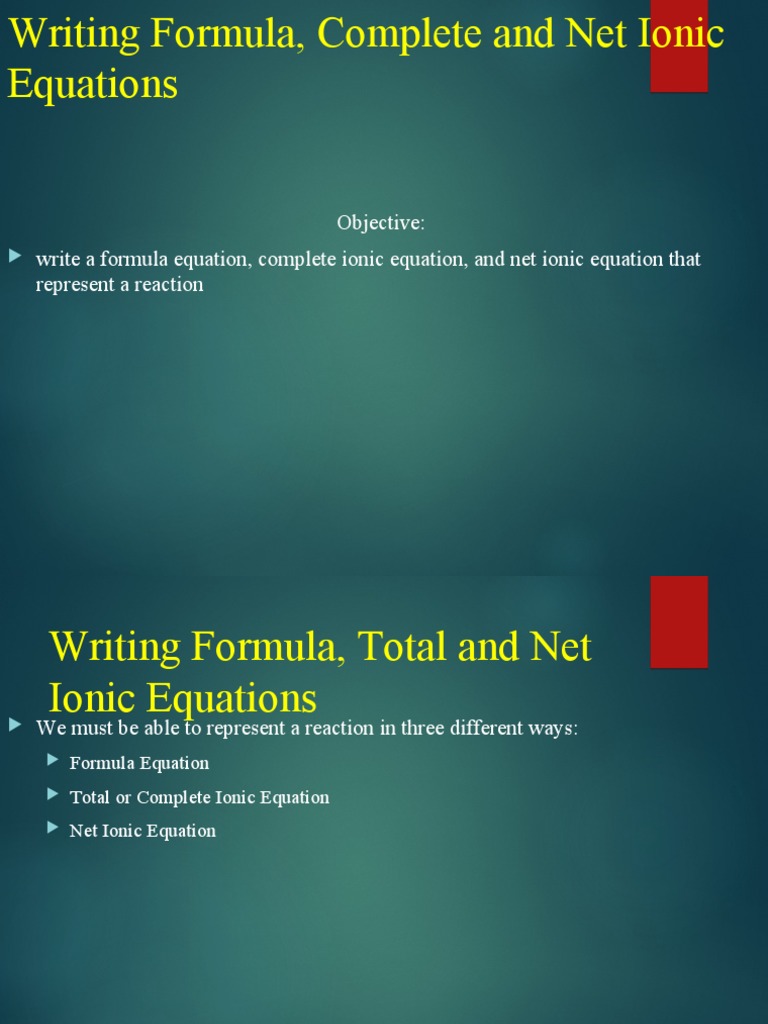 Writing Net Ionic Equations | PDF | Hydroxide | Chemical Elements