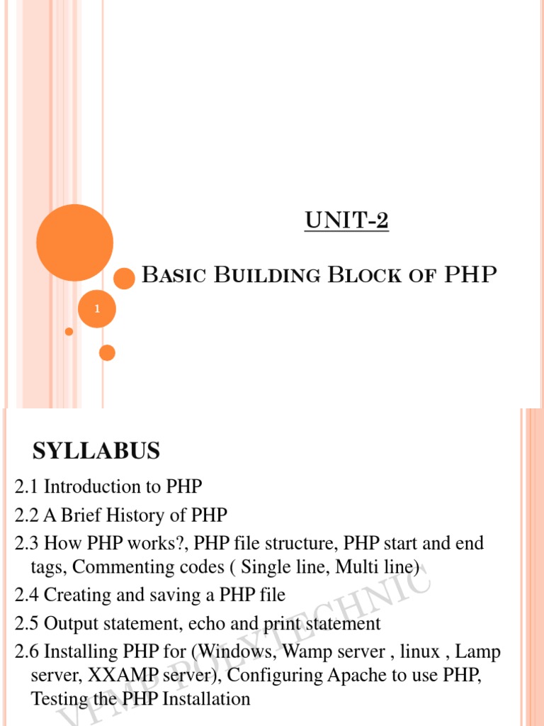 Unit 2 Working With Basic Building Blocks of PHP | PDF | Php | Control Flow