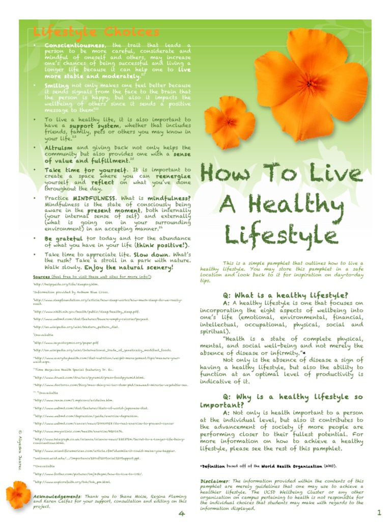 Healthy Lifestyle Pamphlet | PDF | Healthy Diet | Foods