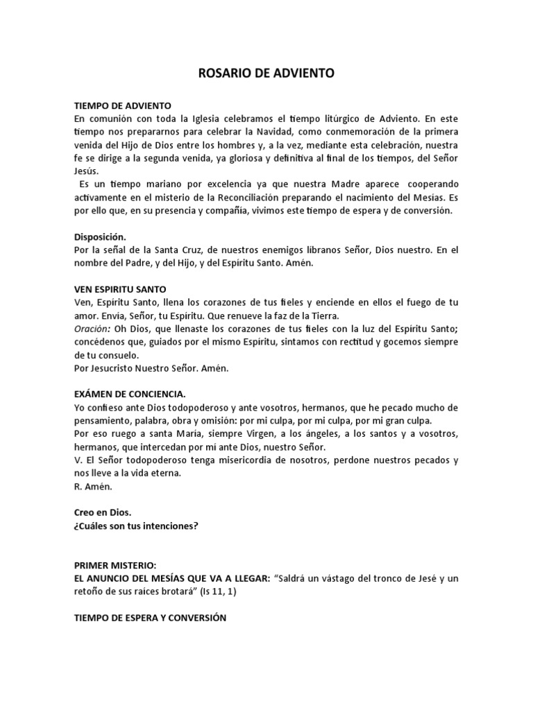 Rosario De Adviento Pdf María Madre De Jesús Orador Del Señor